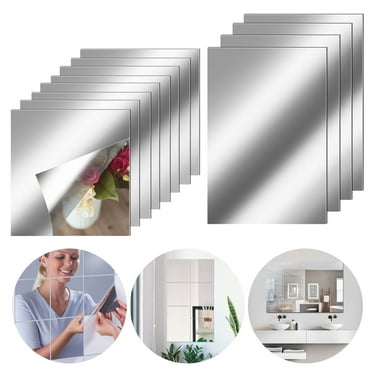 16 Sheets Flexible Mirror Sheets Mirror Wall Stickers Self Adhesive ...