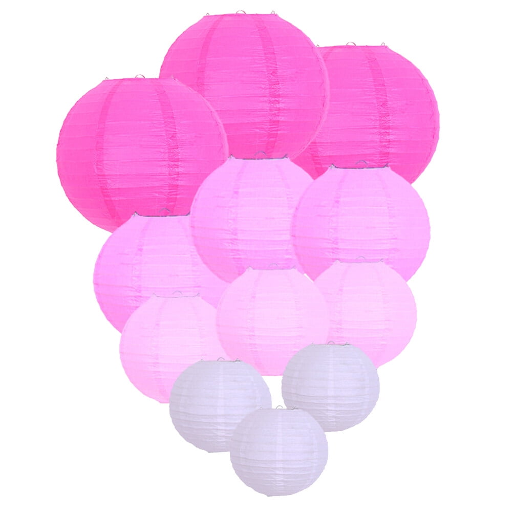 12pcs Foldable Paper Chinese Lanterns Festive Round Hanging Lantern ...