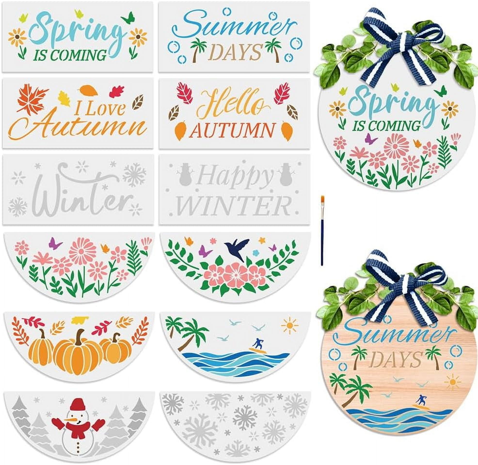 12pcs Four Seasons Welcome Stencils for Painting On Wood Sign 12" Half ...
