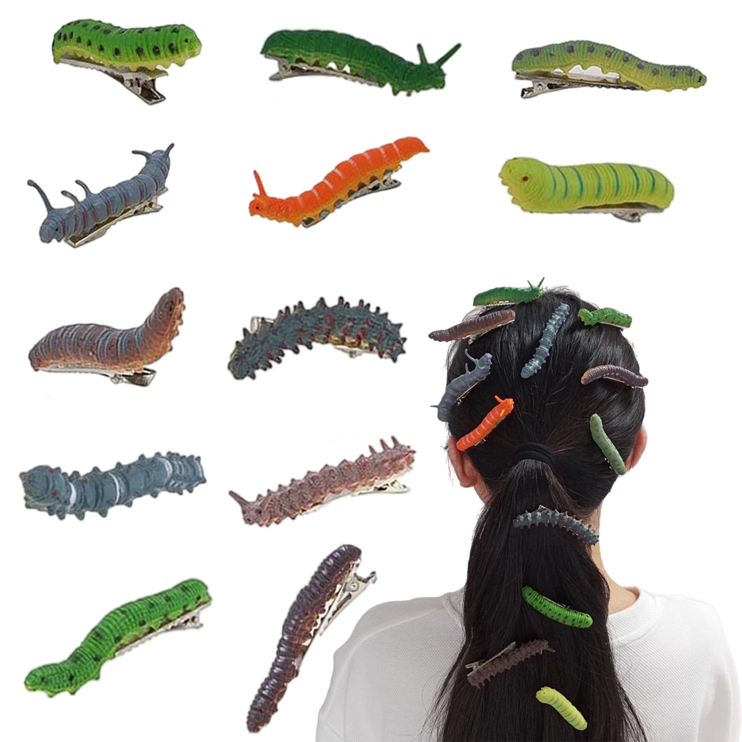 12pcs Funny Caterpillar Hair Decorations, Halloween Bug Hair Clips ...