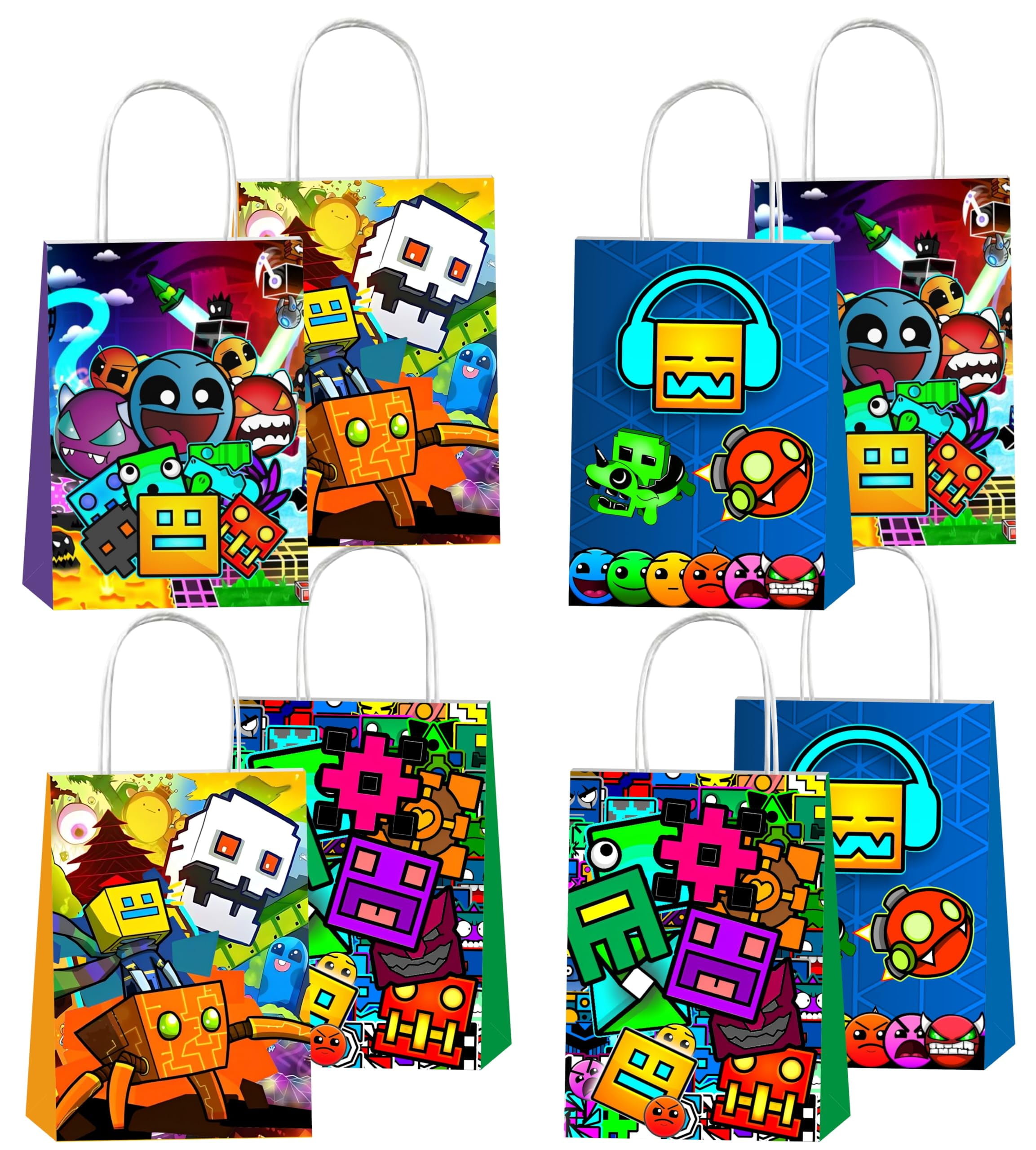 12pcs Geometry Dash Birthday AIF4 Party Decorations Paper Bags Pattern ...
