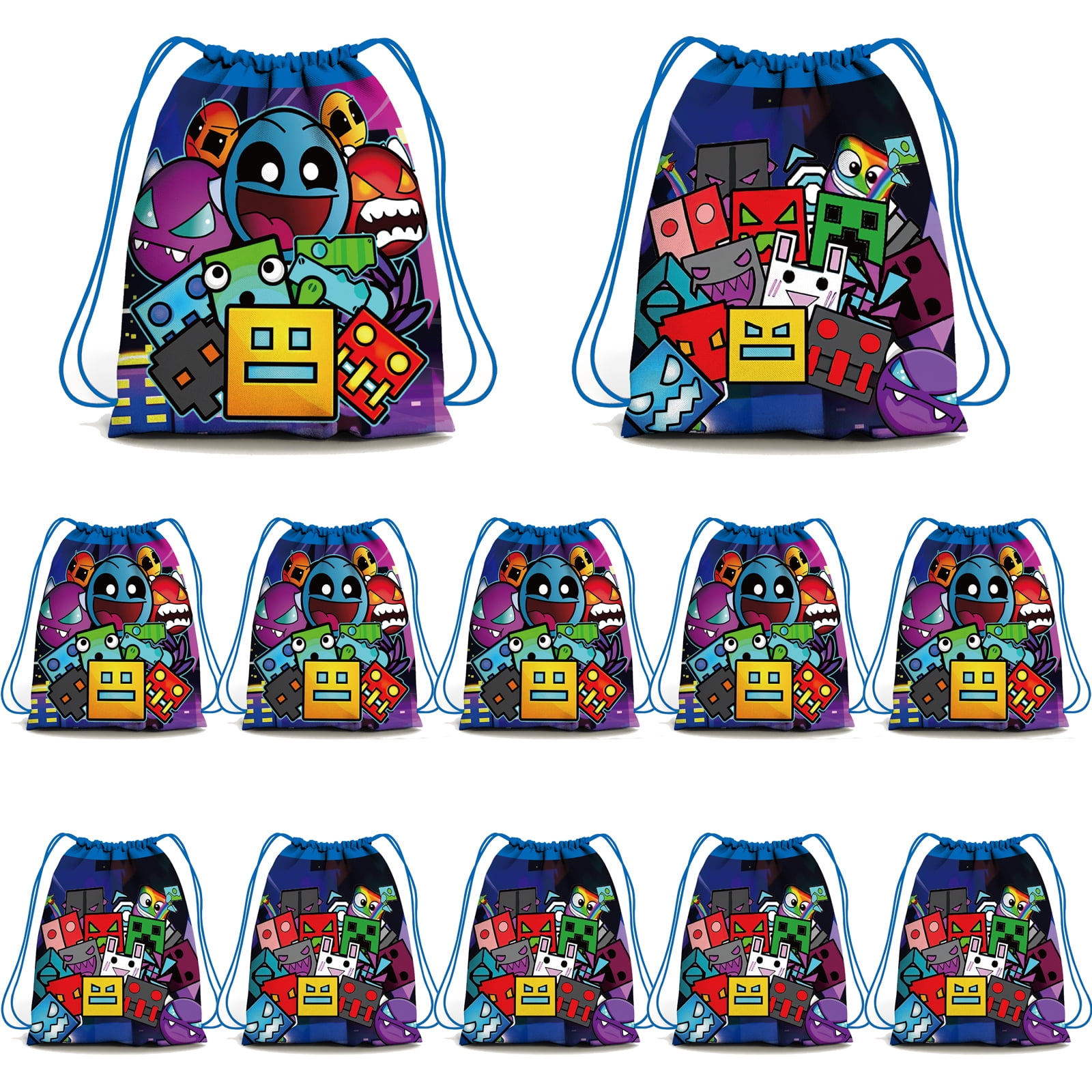 12pcs Geometry Dash Party Drawstring Bag Reusable Geometry Dash Non ...