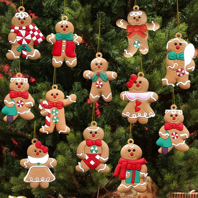 12pcs Gingerbread Christmas Decorations,Gingerbread Man Ornaments for ...