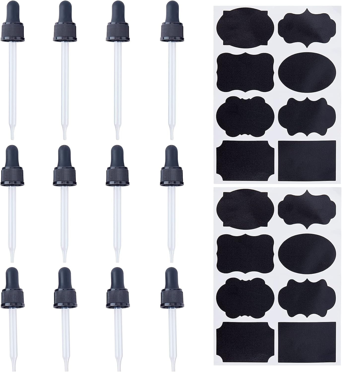 12pcs Glass Eye Droppers 3 Sizes Essential Oils Eye Dropper Pressure ...