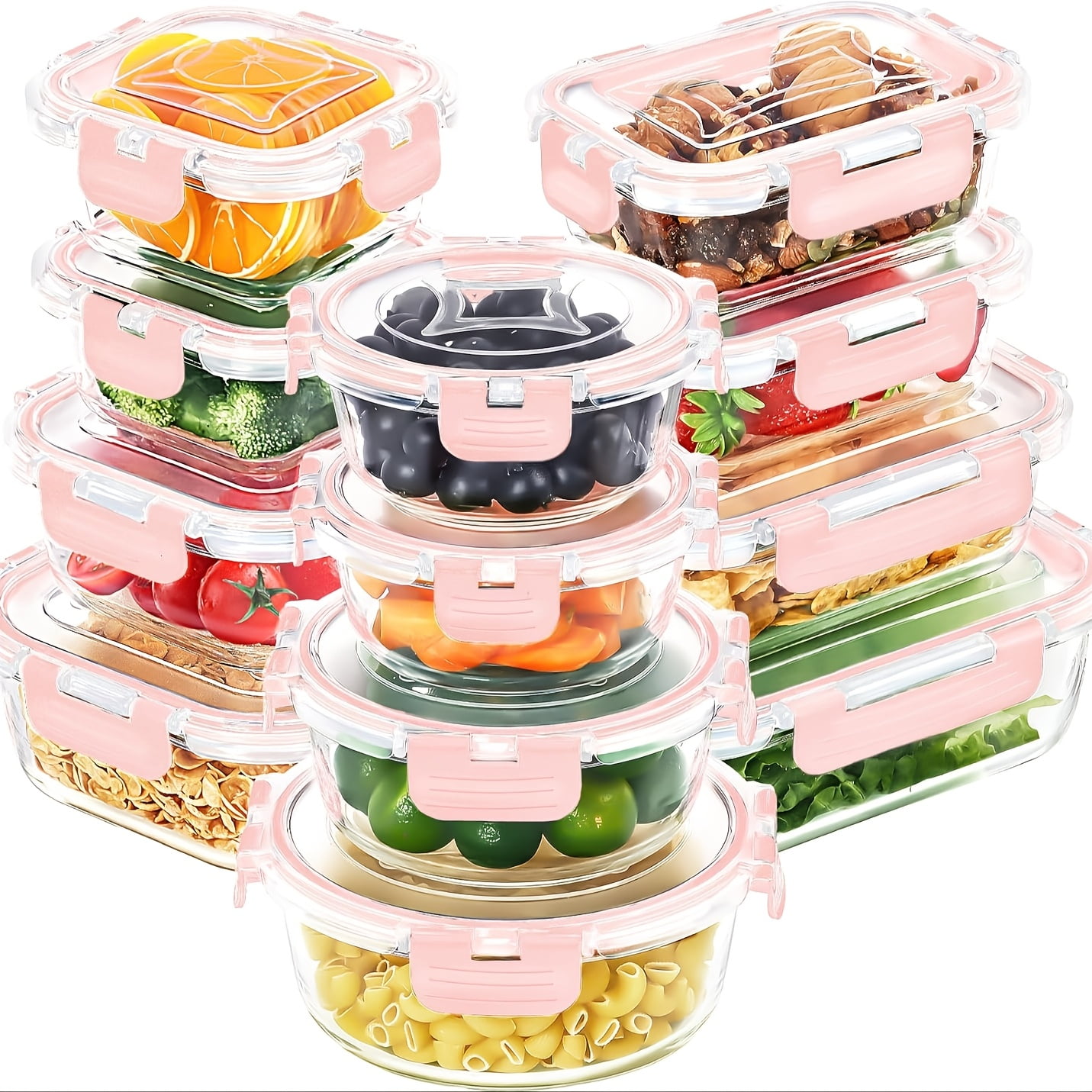 12pcs Glass Food Storage Containers with Lids, Meal Prep, Pantry ...