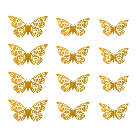 12pcs Gold Butterfly Wall Stickers 3D Removable Golden Paper ...
