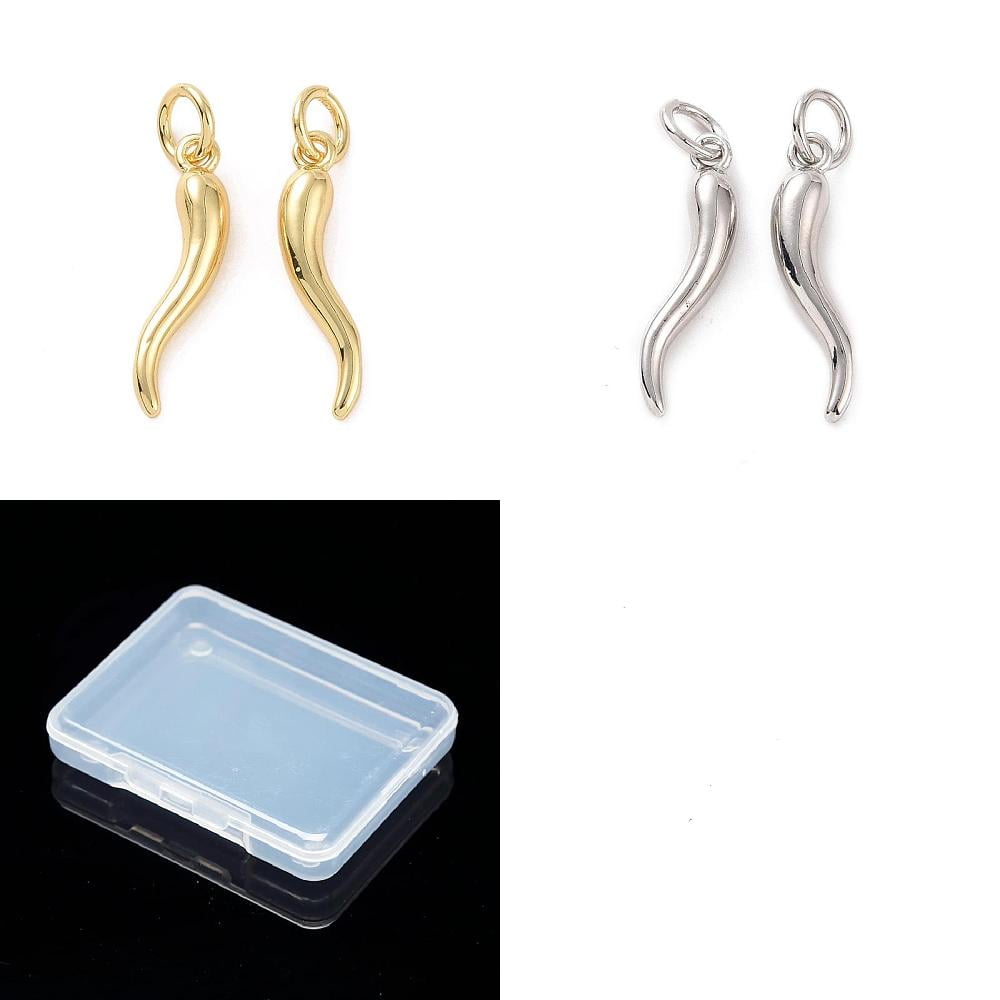 12pcs Gold Chilli Pepper Charms Silver Italian Horn Charms for Jewelry ...