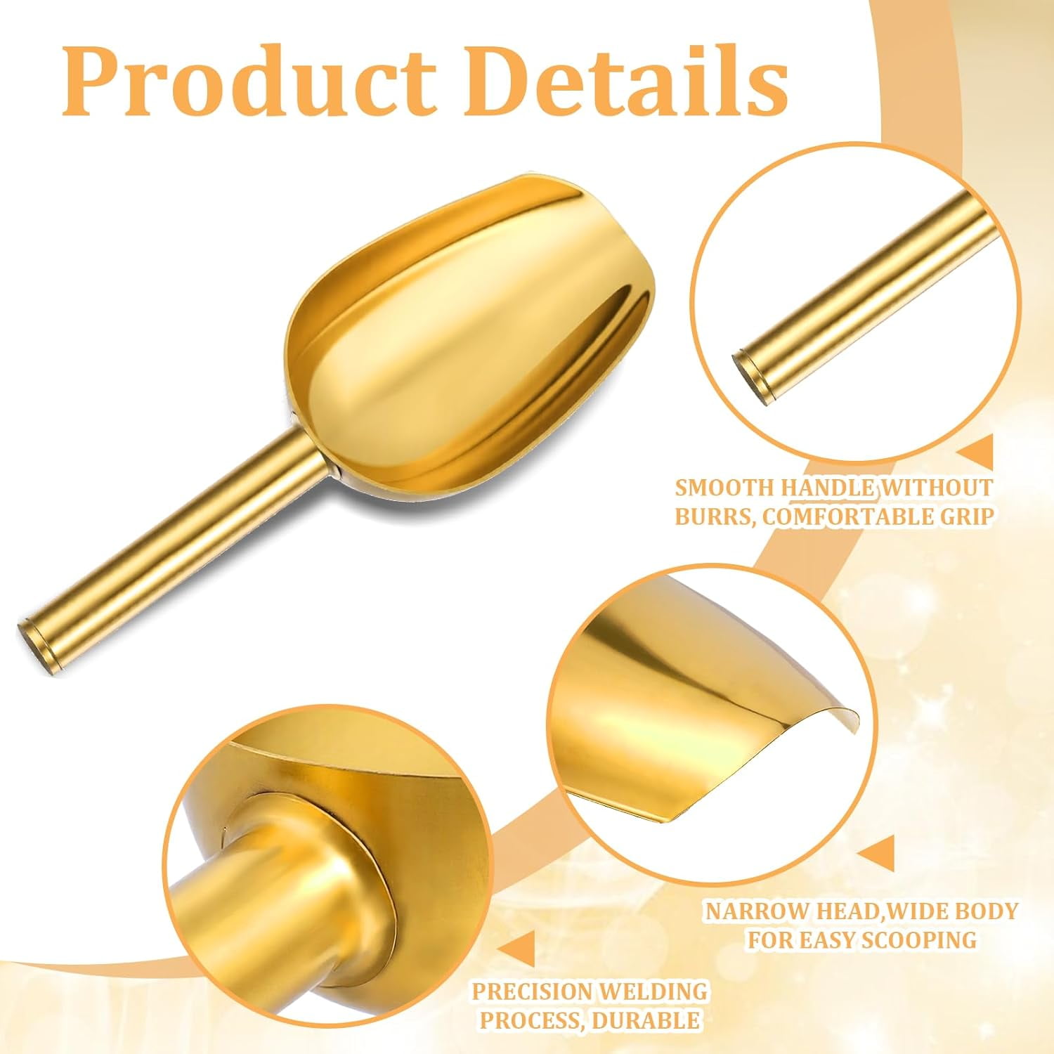 12pcs Gold Ice Scoopers for Ice Bucket, 5 Oz Candy Scoops for Candy ...