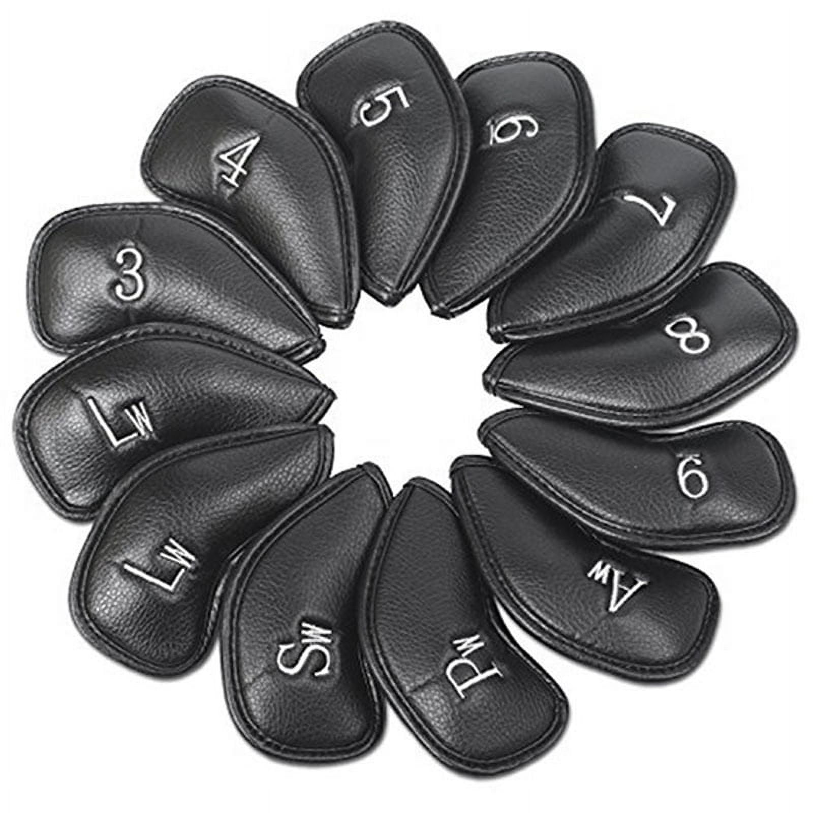 12pcs Golf Club Covers, Golf Head Covers Set Black Golf Iron Headcovers ...