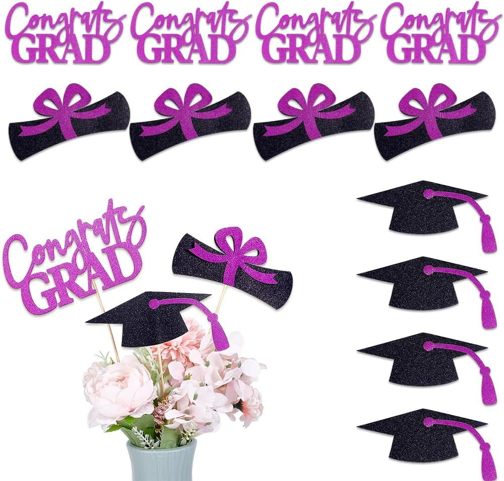 12pcs Graduation Decorations Table Centerpiece Double Sided Grad Party ...