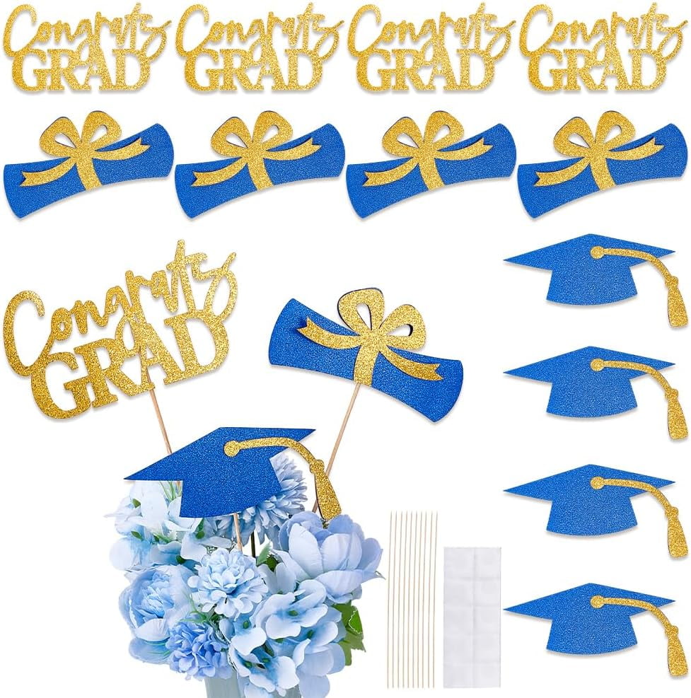 12pcs Graduation Party Decorations Double Sided Graduation Centerpiece ...