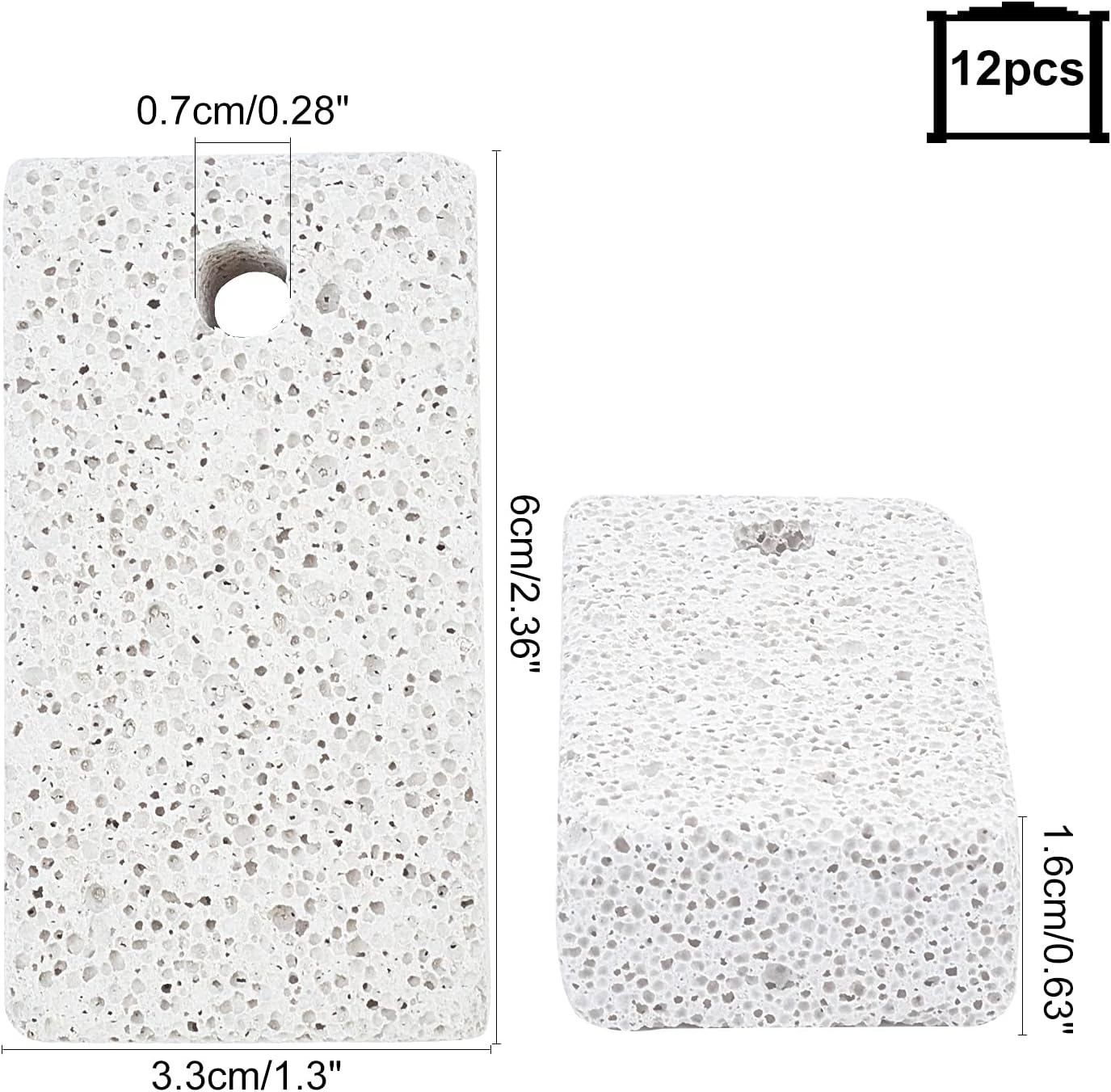 12pcs Grinding Stone Rectangle Light Grey 6x3.3x1.6cm Hole: 0.7cm ...