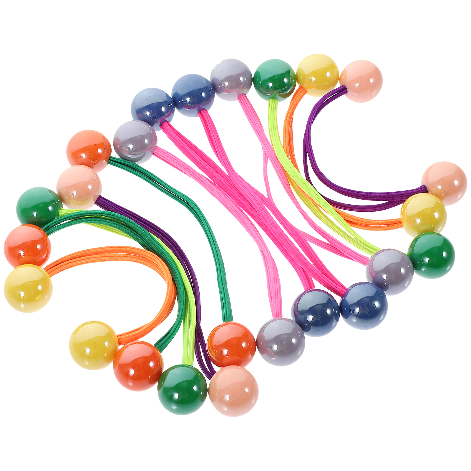 12pcs Hair Balls Ponytail Holders Double Bead Hair Ties Hair Elastic ...