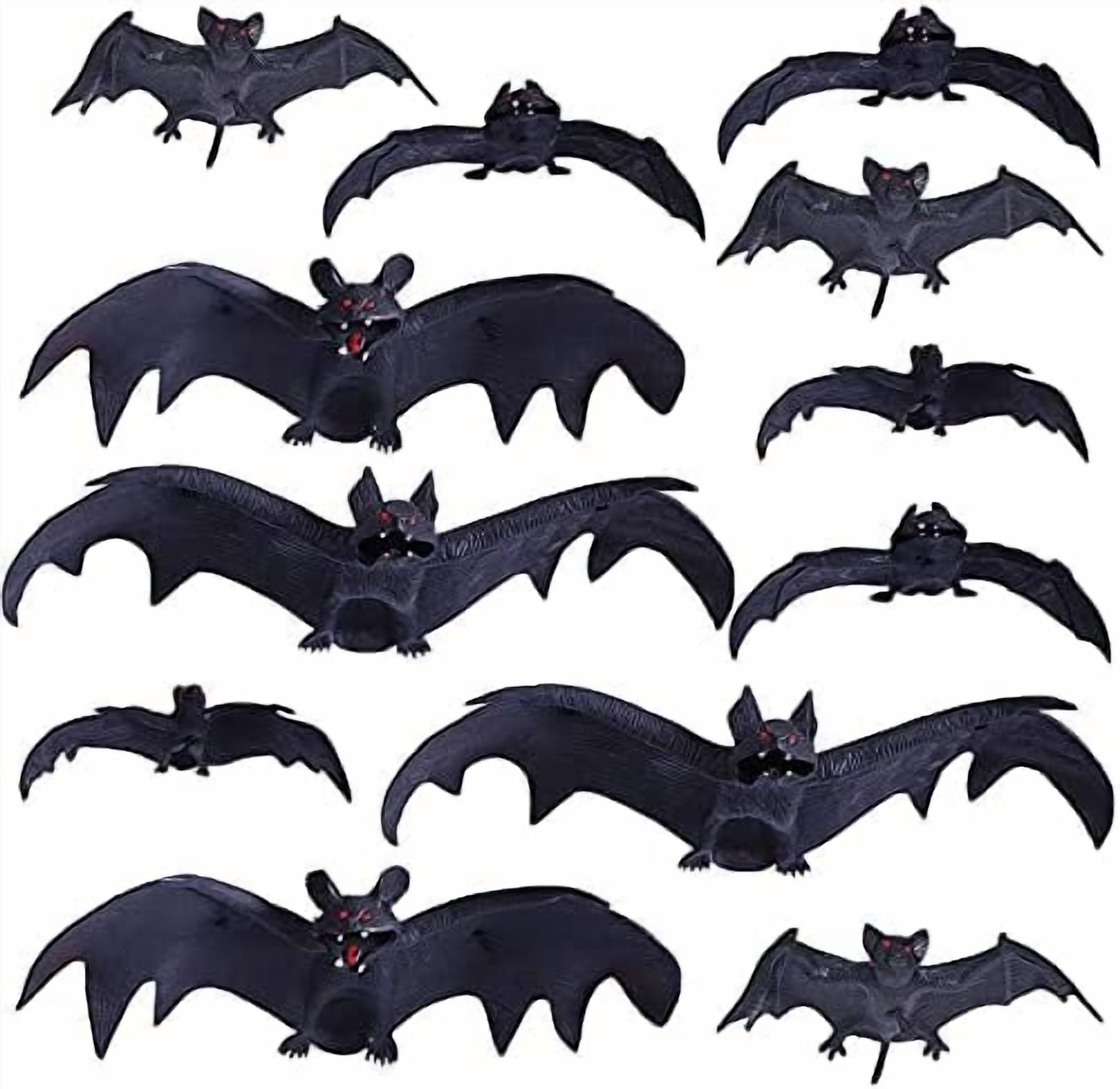 12pcs Halloween Hanging Bats Decorations Rubber Hanging Vampire Bats ...
