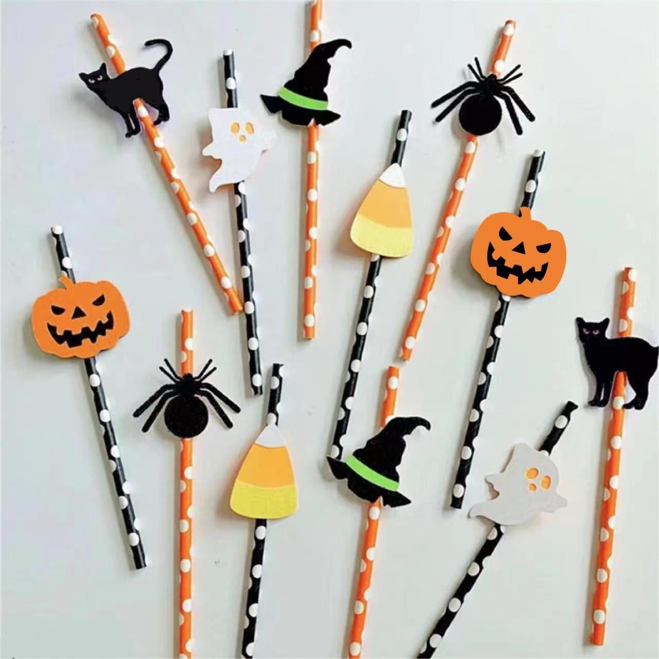 12pcs Halloween Party Beverage Straws Drinks Straws Plastic Straws ...