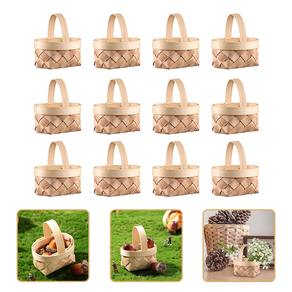 Moluckfu Woven Basket Set Khaki 12Pcs For Home Decor 6.50X5.00X4.00CM ...