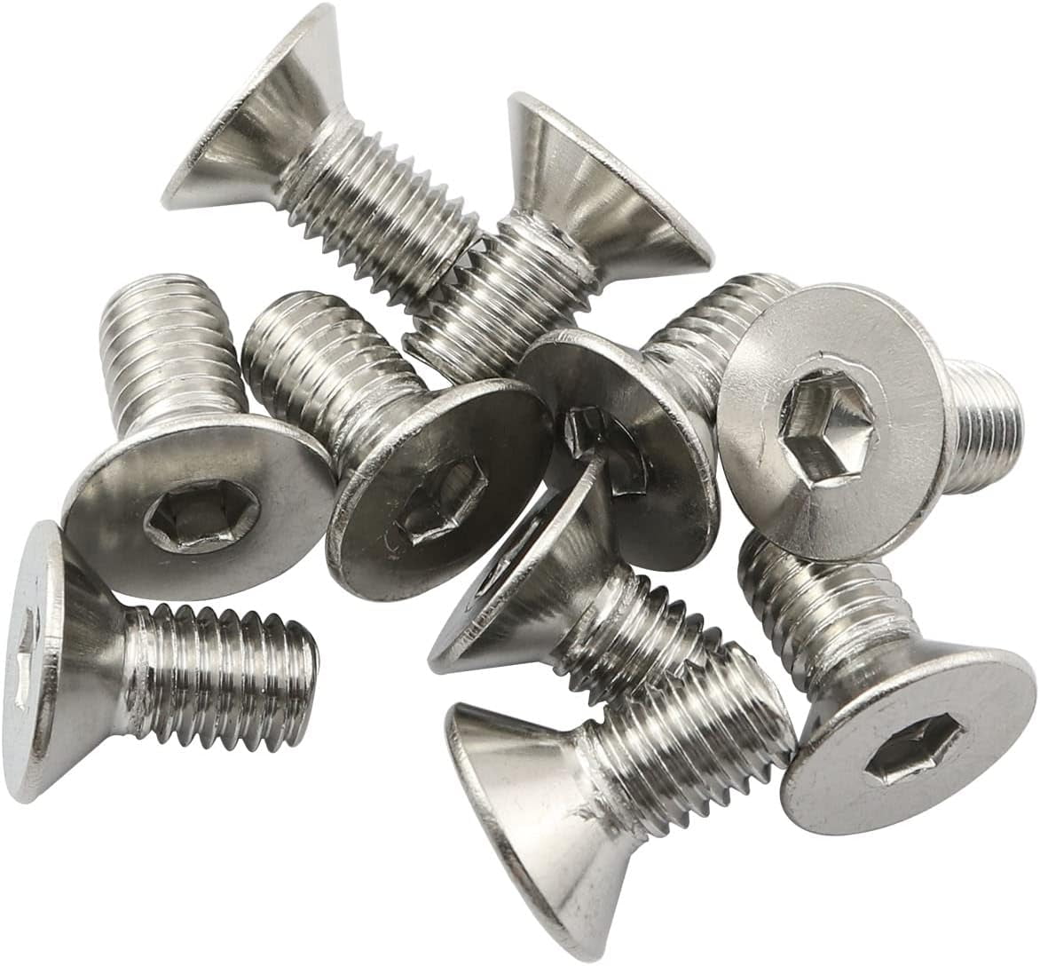 12pcs Hexagon Hex Socket Countersunk Screw 304 Stainless Steel Flat Head Screw Allen Bolts M8x16 ...