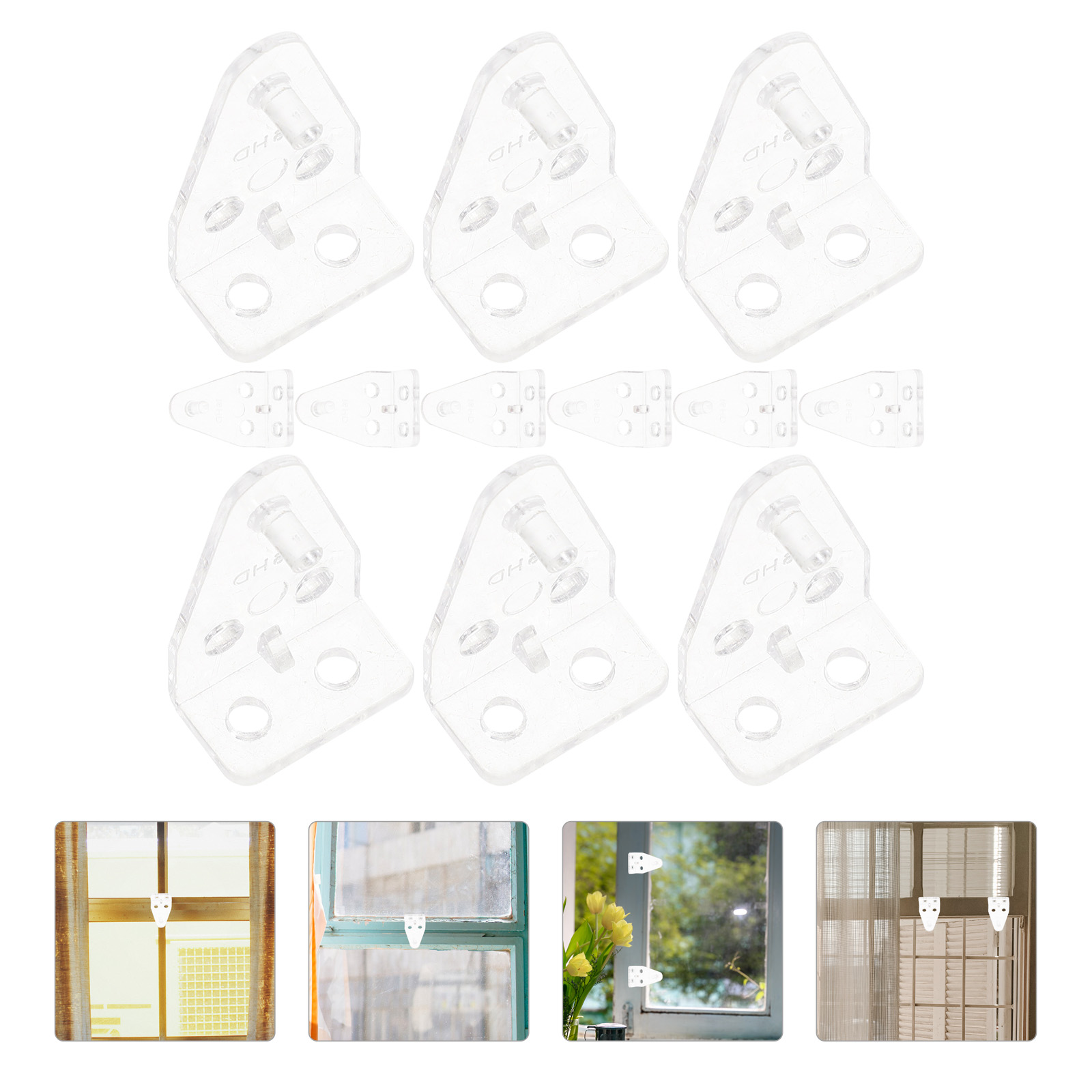 12pcs Hold Down Brackets Blinds Bottom Rail Holder Clips Clear Plastic ...