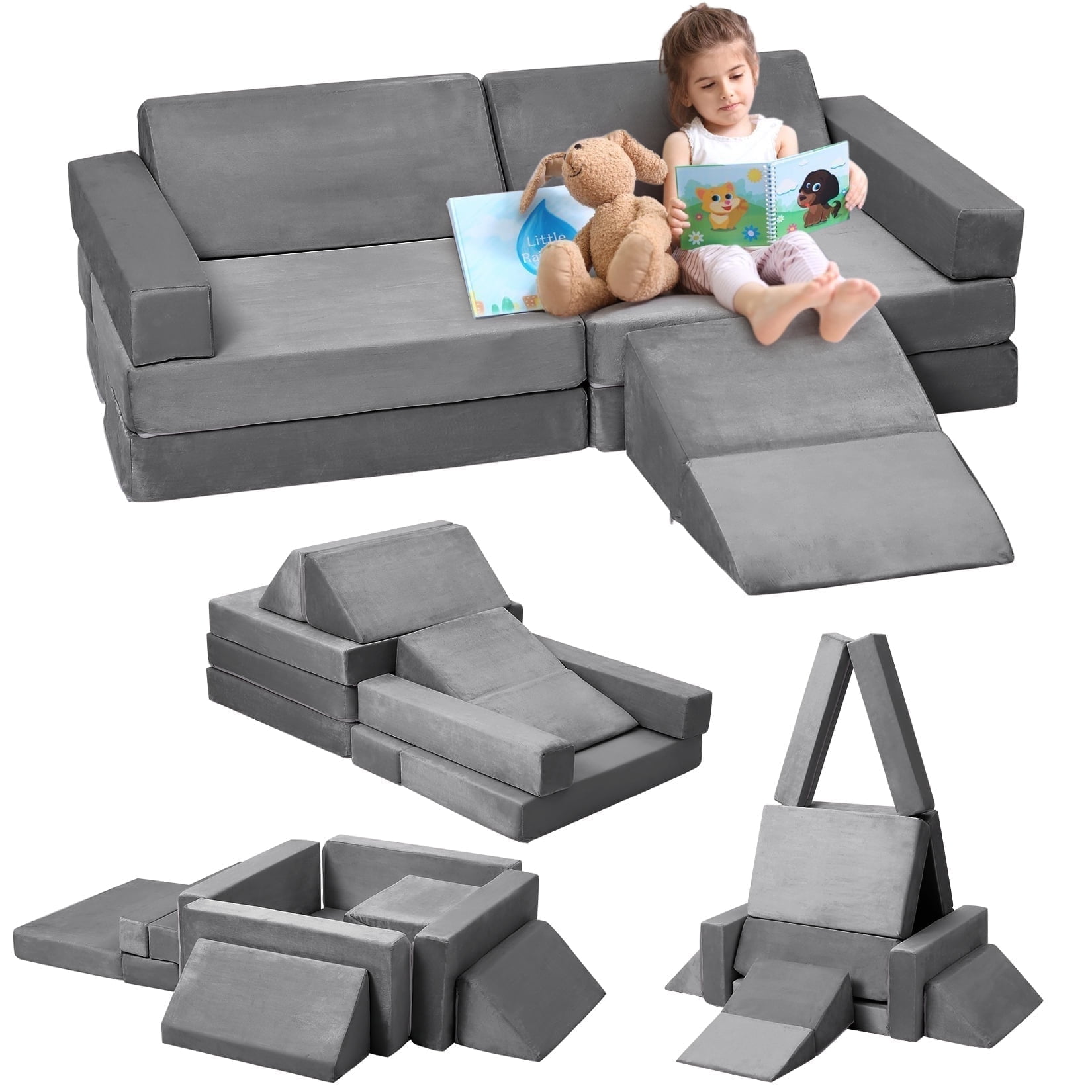 12pcs Kids Couch for Playroom, Floor Couch Modular Kids Play Sofa ...