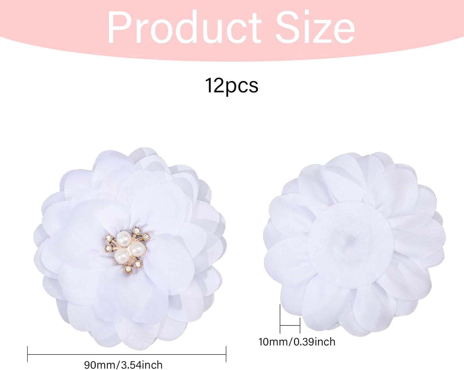 12pcs Large Chiffon Fabric Flower Rhinestone Cluster for Clothing ...