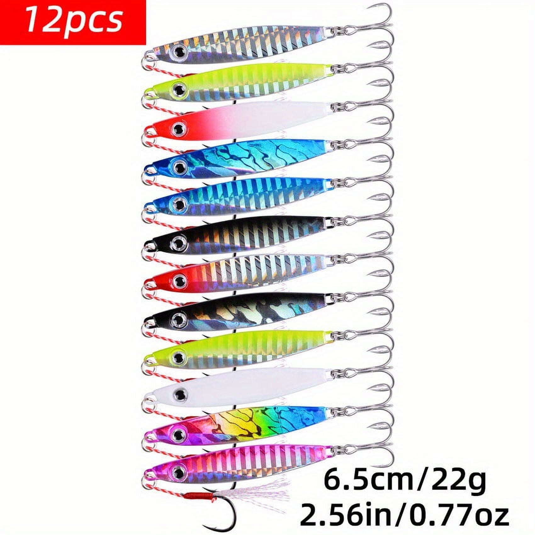 12pcs Laser Hard Bait Fishing Lures for Saltwater - Metal Jigs for Tuna ...