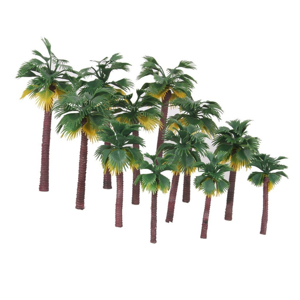 Plastic Palm Trees 12pcs Miniature Palm Trees Jungle Animals Diorama ...