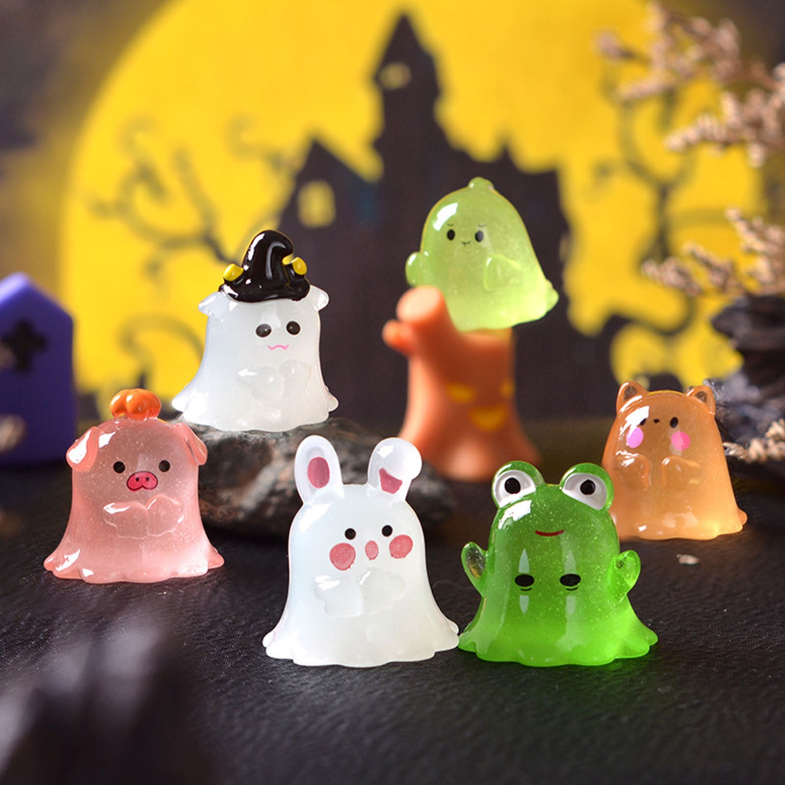 12pcs Luminous Resin Mini Halloween Figurines, Glow in The Dark Tiny ...
