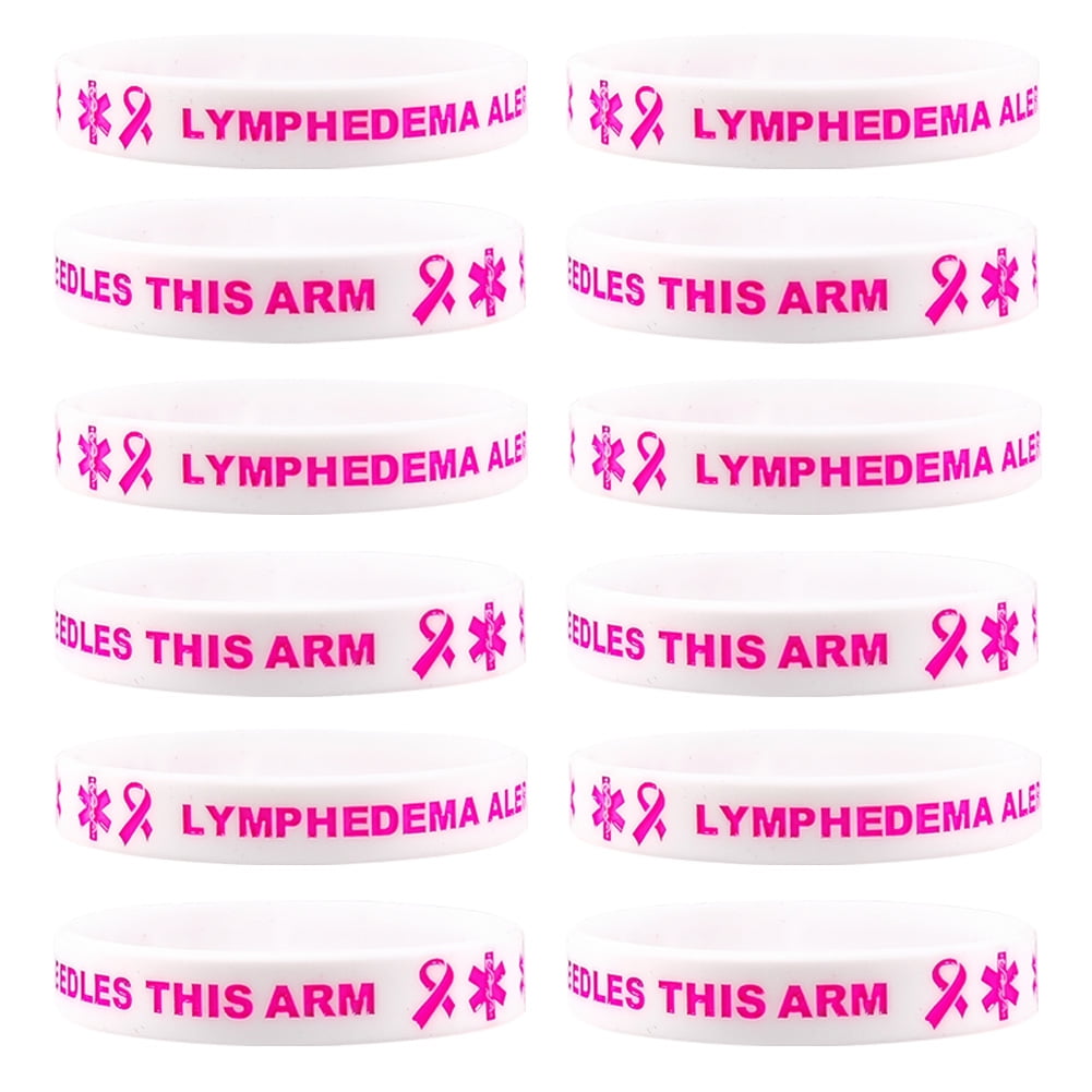 12pcs Lymphedema Alert Bracelet Breast Cancer Pink Ribbon no bp no ...