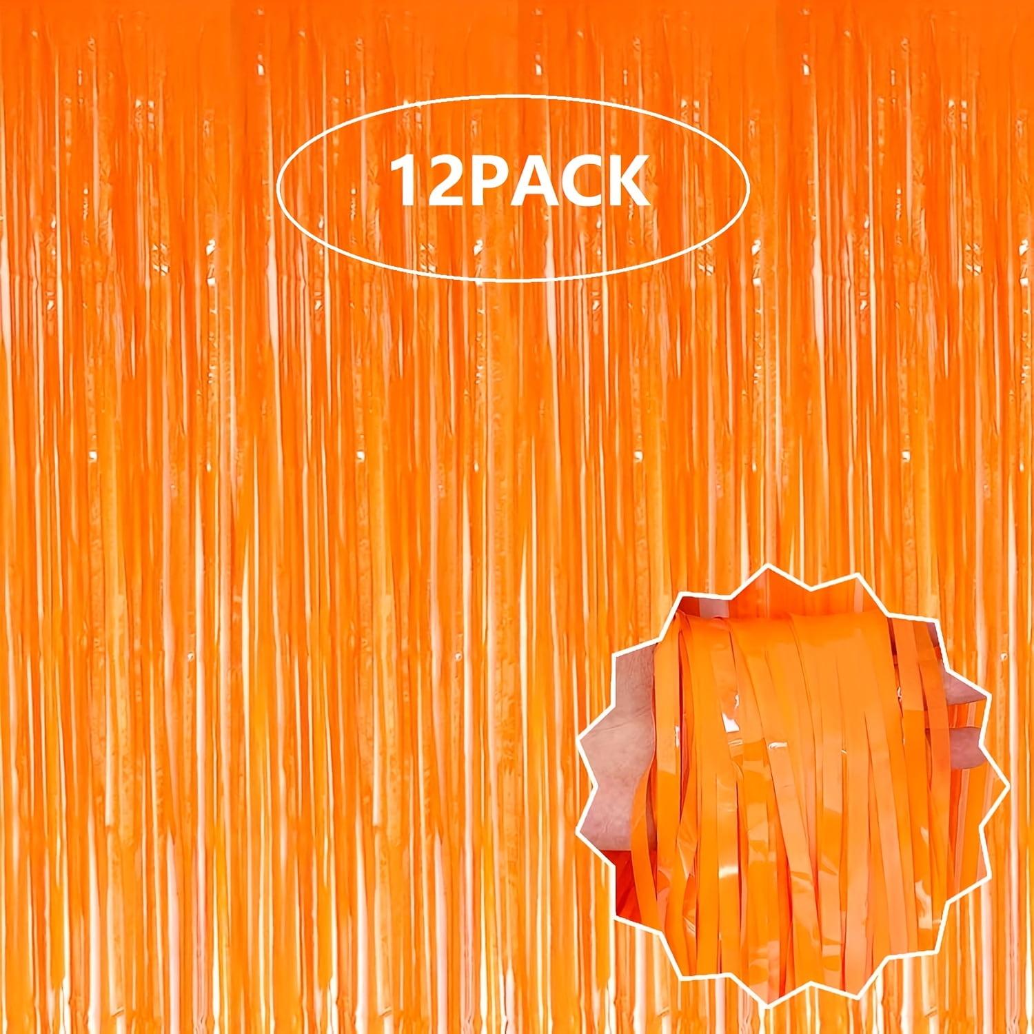 12pcs Macaron Orange Fringe Streamers Backdrop - Metallic Tinsel Foil ...