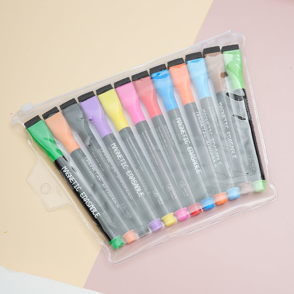 12pcs Magnetic Erasable Markers Dry Erase Highlighter Pen Calendar ...