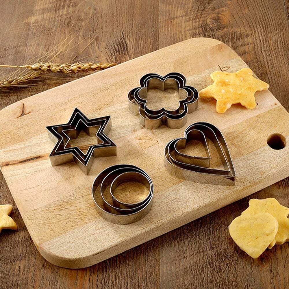 12pcs Metal Cookie Cutters Set Star Cookie Cutter Stainless Steel Round ...