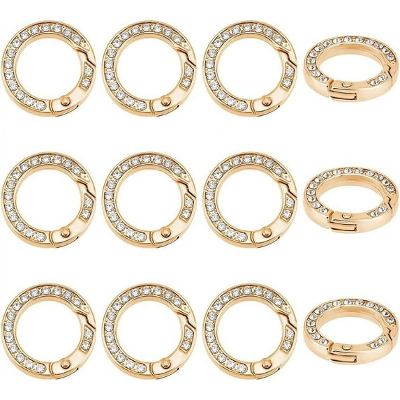 12pcs Metal Rhinestone Spring O Rings Alloy Spring Gate Ring with ...