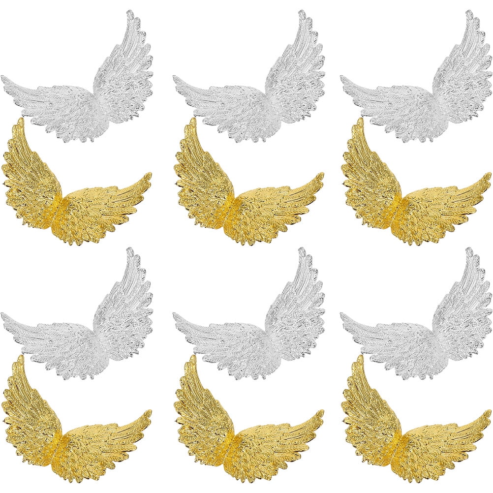 12pcs Mini 8cm Angel Wings Cake Decorations Plastic Angel Wing Toppers ...