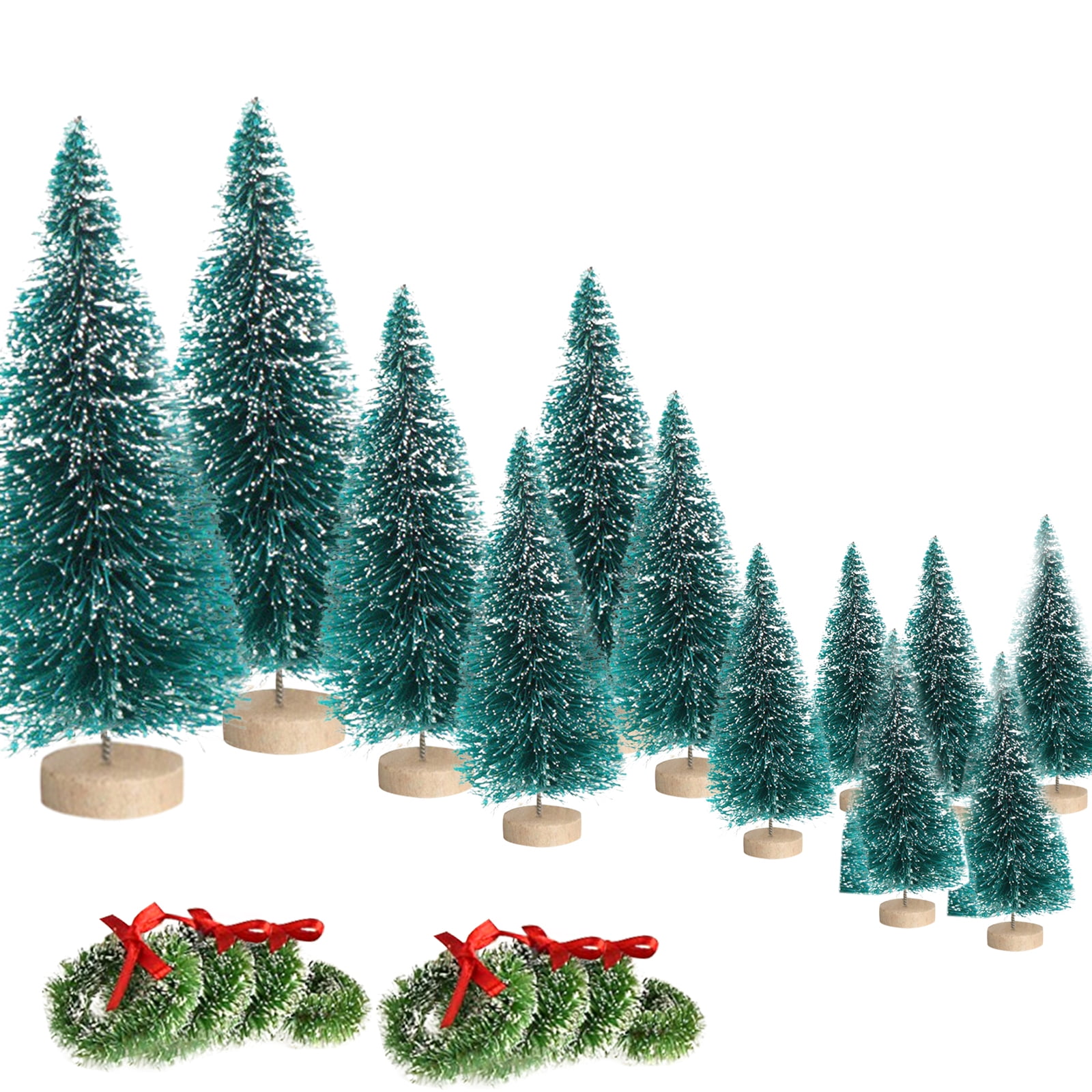 12pcs Mini Christmas Tree, Artificial Bottle Brush Trees with Wood Base ...