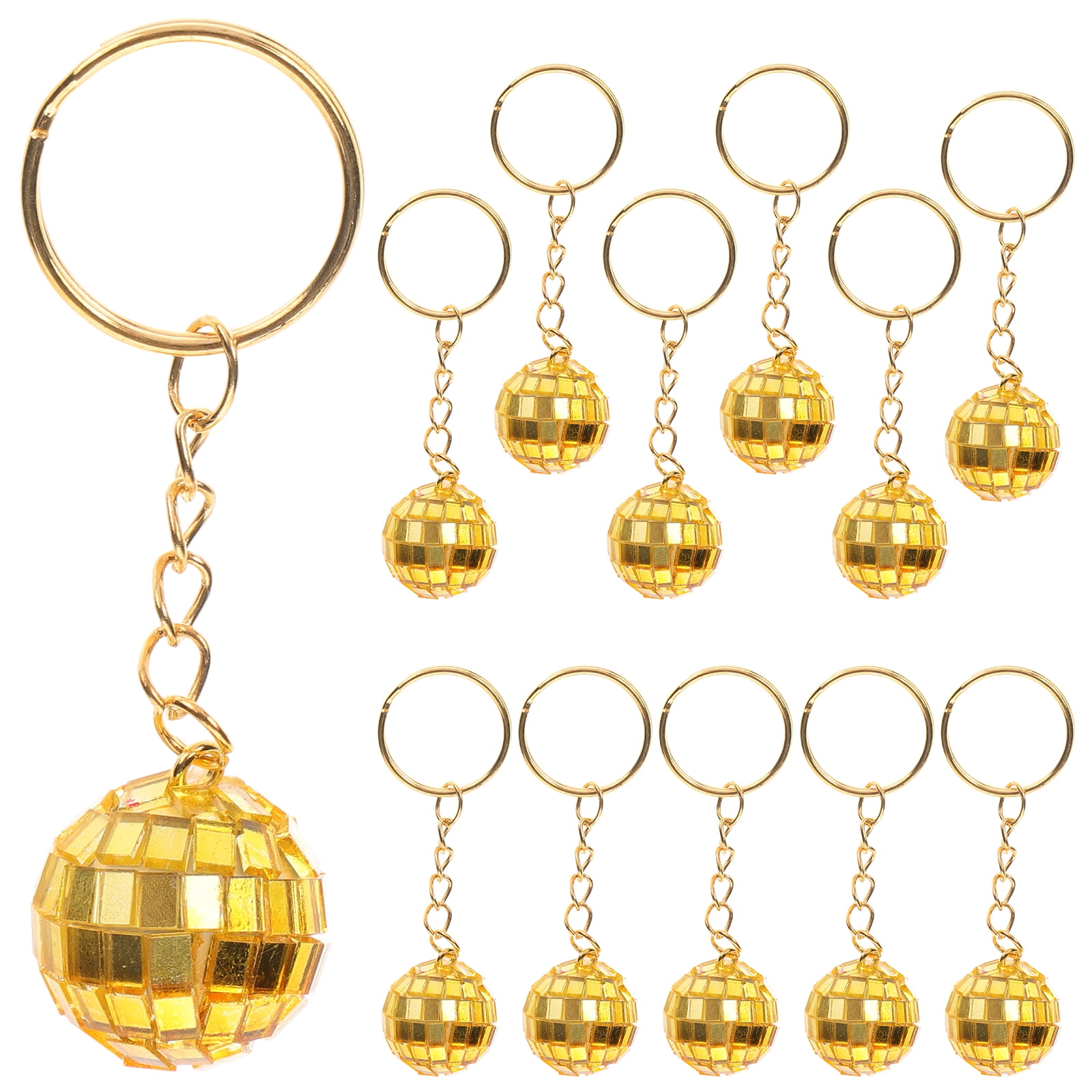 Golden Mini Disco Ball Keychain Set of 12 Pieces for Car Decor Retro ...
