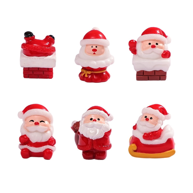12pcs Mini Santa Claus Christmas Figurines Resin Ornaments for Crafts ...