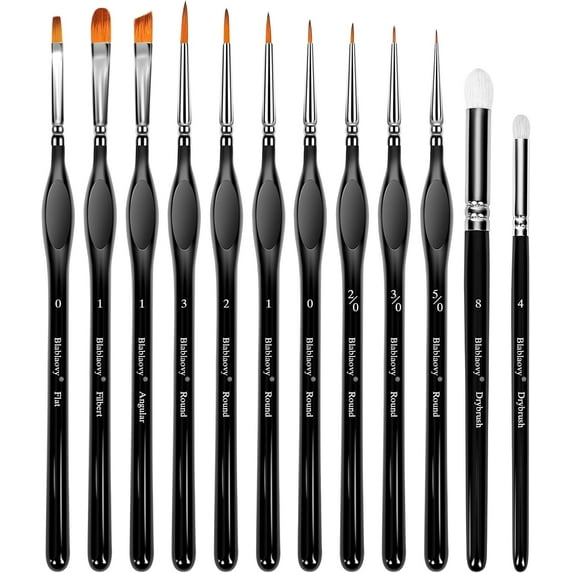 12pcs Miniature Paint Brushes Drybrush Set, Detail Paint Brushes for ...