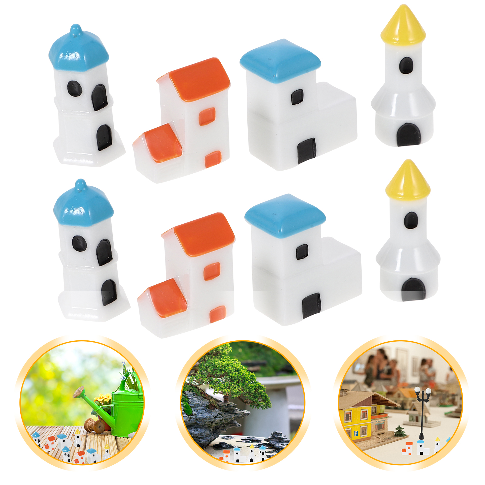 12pcs Miniature Resin House Resin Tiny House Ornament Landscape Mini ...