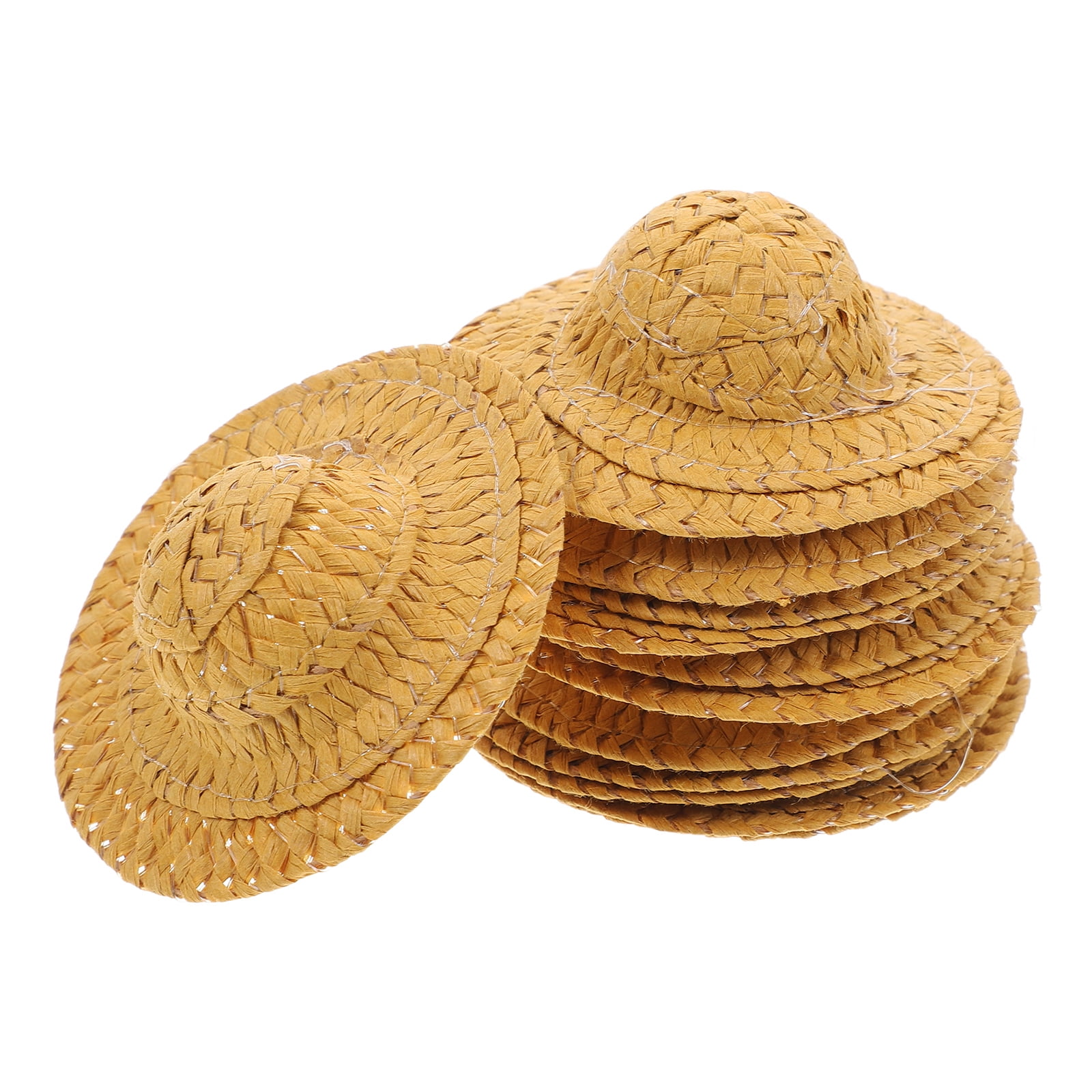 12pcs Miniature Woven Hats Mini Woven Dolls Hats Handcraft Top Hat ...