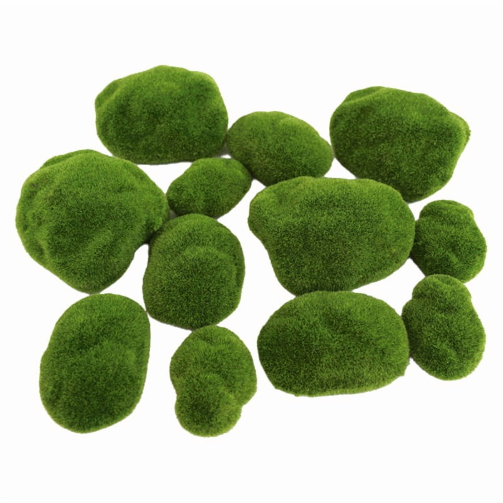 12pcs Moss Rocks Ball Artificial Green Stone Decoration Fake Lifelike ...