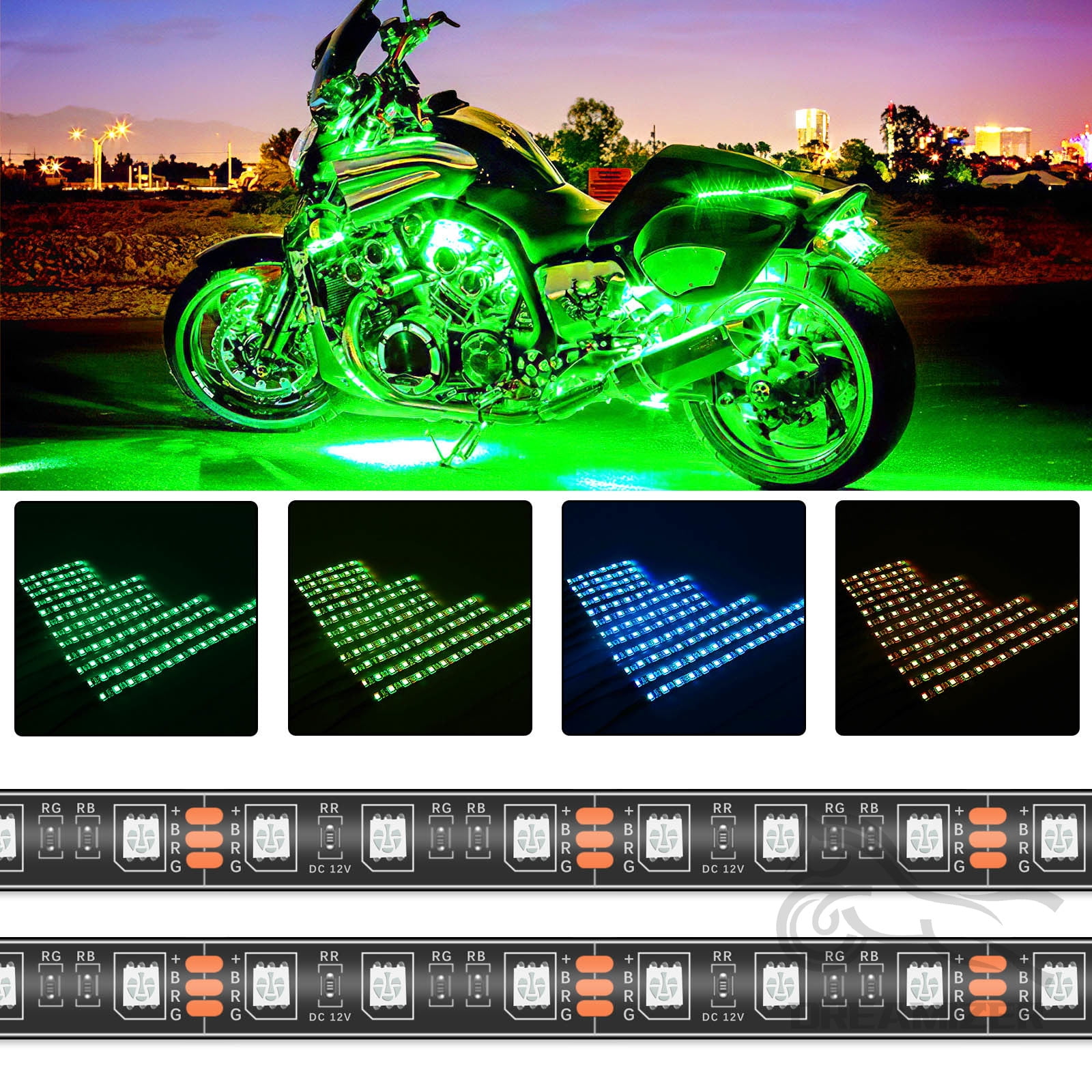 12pcs Motorcycle Underglow LED Light Strip Accessories Kit Waterproof ...