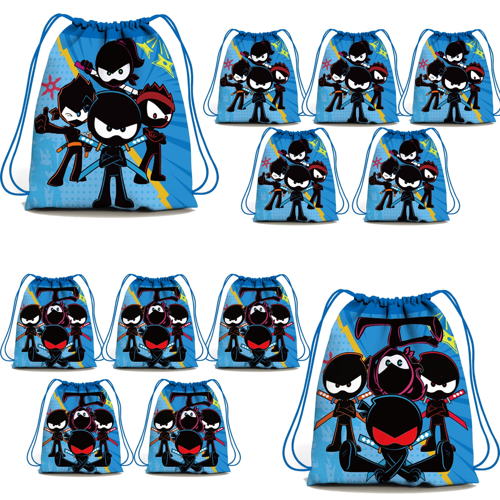 12pcs Ninja Karate Party Drawstring Bag Reusable Ninja Karate Non-Woven ...