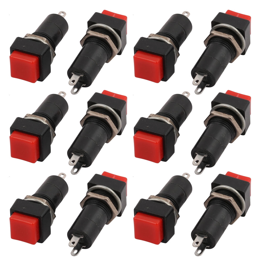 12pcs Normally Open Momentary Square Push Button Switch SPST 250V 3A ...