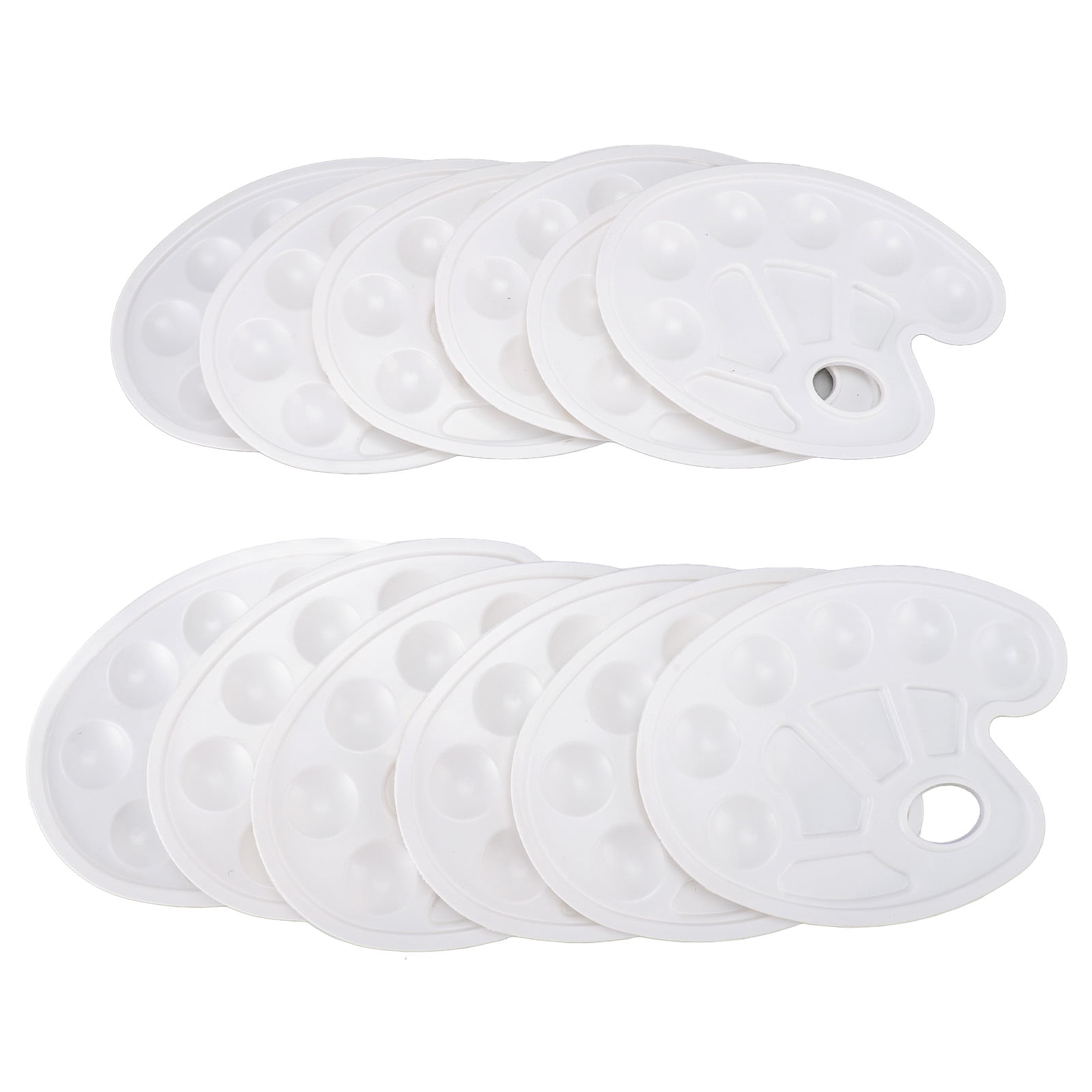 12pcs Oval Paint Palette Tray 10 Holes Easy To Mix Portable Paint ...