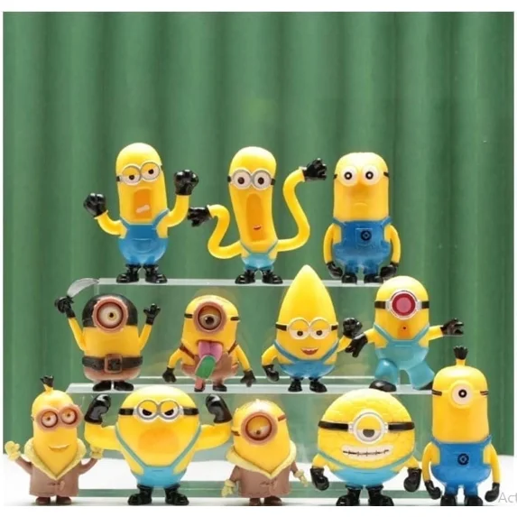 12pcs PVC For Kids Mini Cute Figure Toy Birthday Gift Minions Models ...