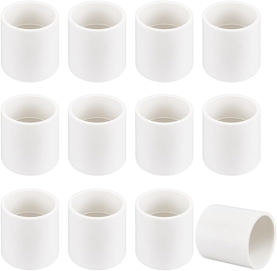 12pcs PVC Water Pipe Straight Connectors Tube White 60x57mm Inner ...