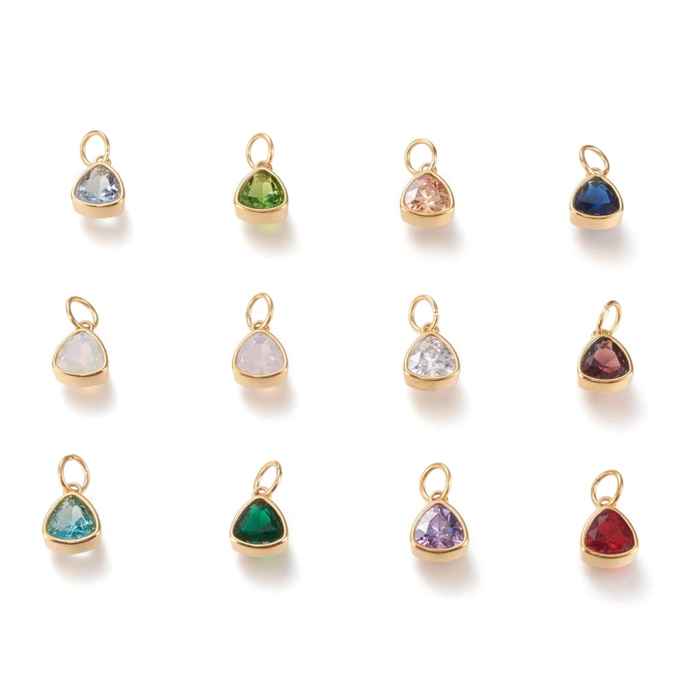 12pcs PVD Vacuum Plating 304 Stainless Steel Cubic Zirconia Pendant ...