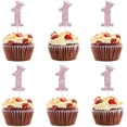 12pcs Pink Glitter Crown One Cupcake Toppers Crown 1st Number 1 cake ...