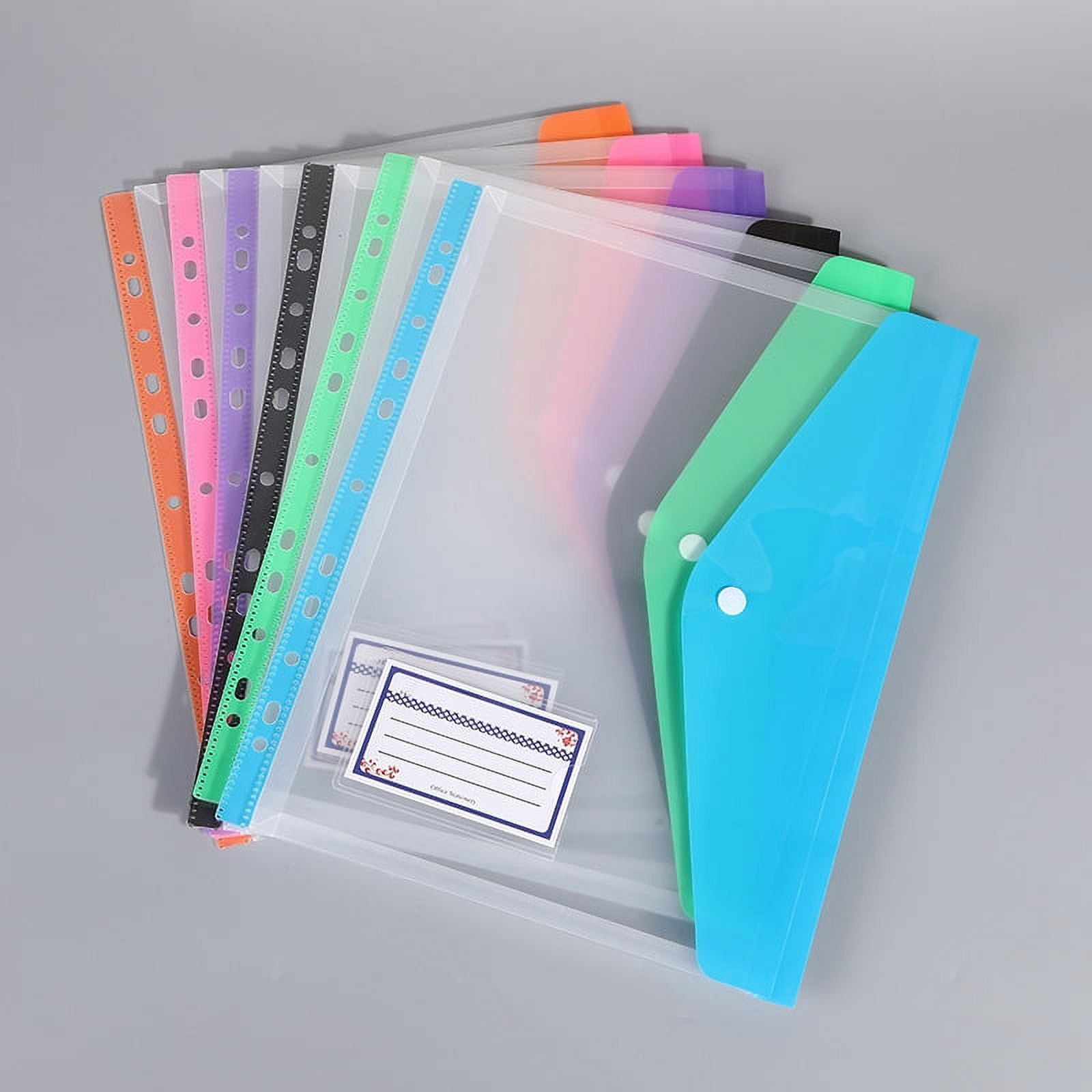 12pcs Plastic Documents Binder Pockets File Folder Bags Binder ...