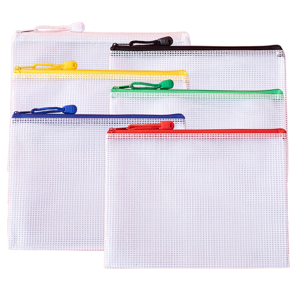 12pcs Plastic Mesh Zipper Pouch Document Bag, Plastic Zip File Folders ...